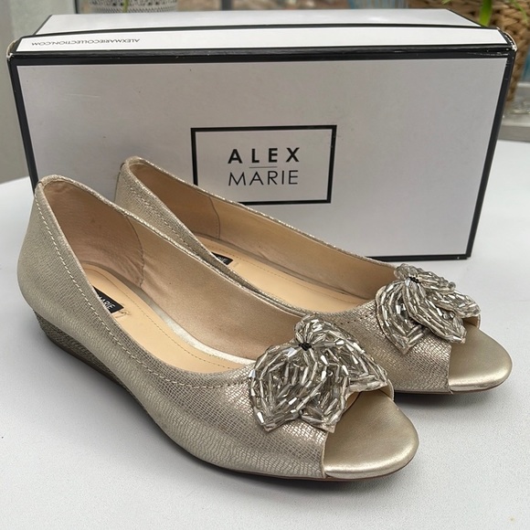 Alex Marie | Shoes | Alex Marie Mindee Beaded Peep Toe Wedges Box ...